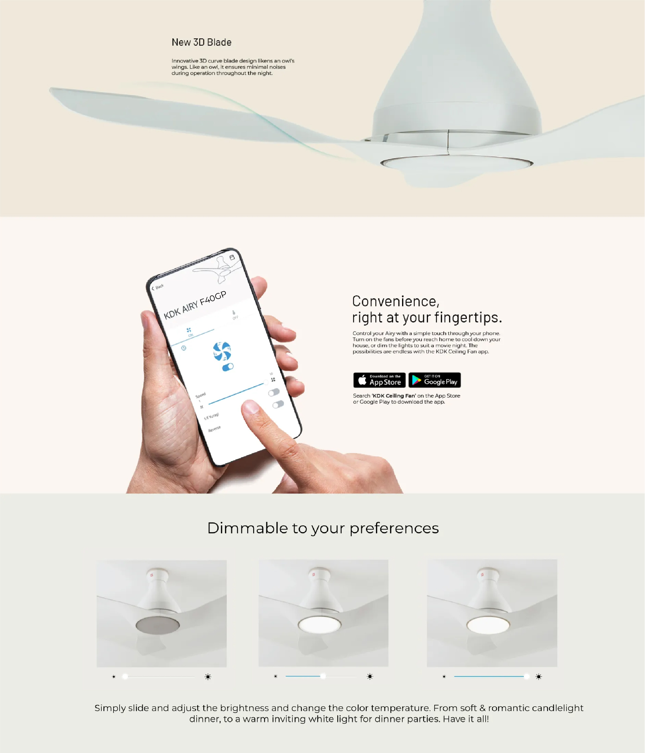 [PRE ORDER] KDK F40GP (100cm) Wi-Fi and Apps Control DC LED Light ...