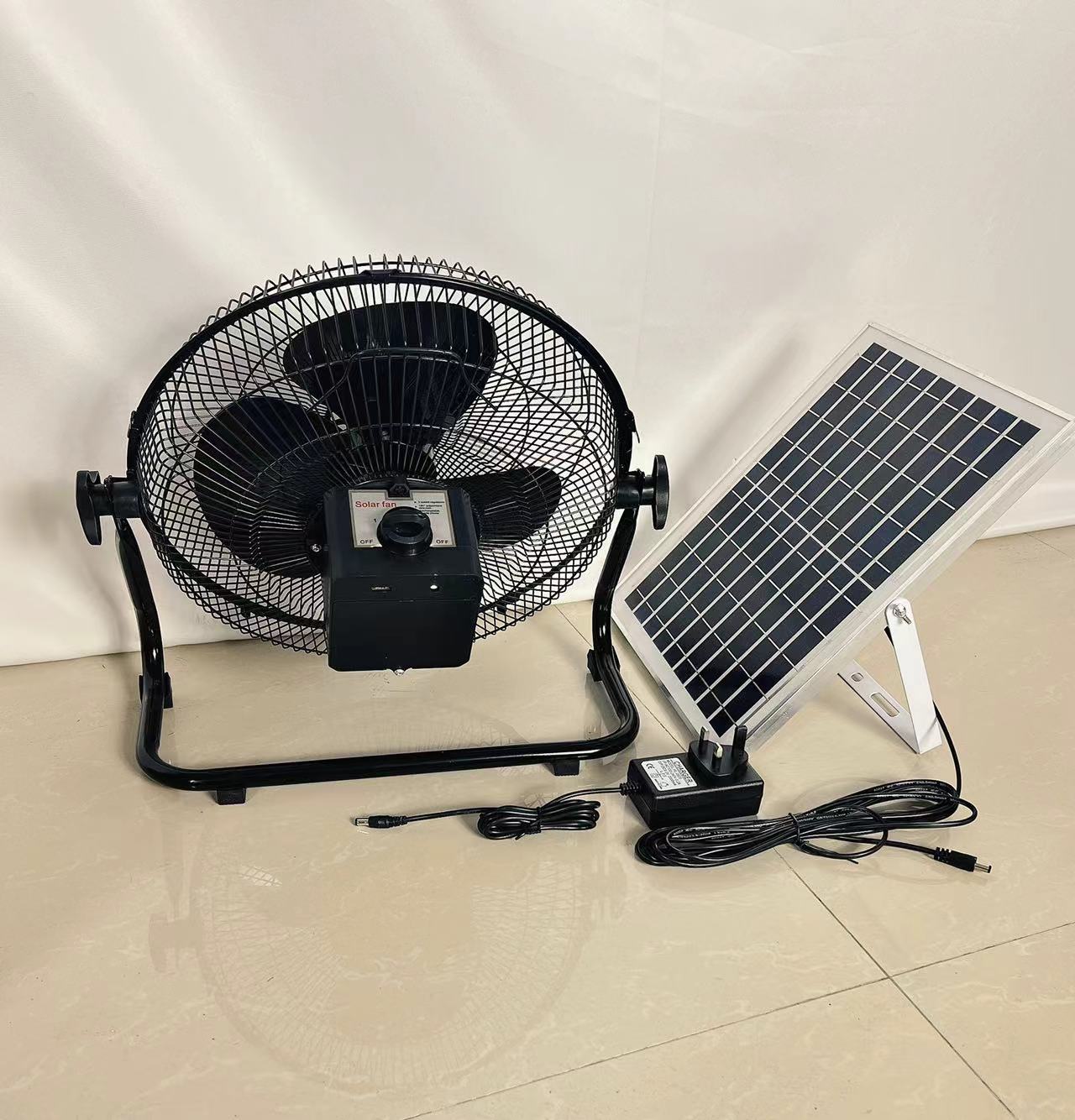 Solar Floor Fan 12 Inch 3 Speed OutDoor Camping Home Rechargeable ...