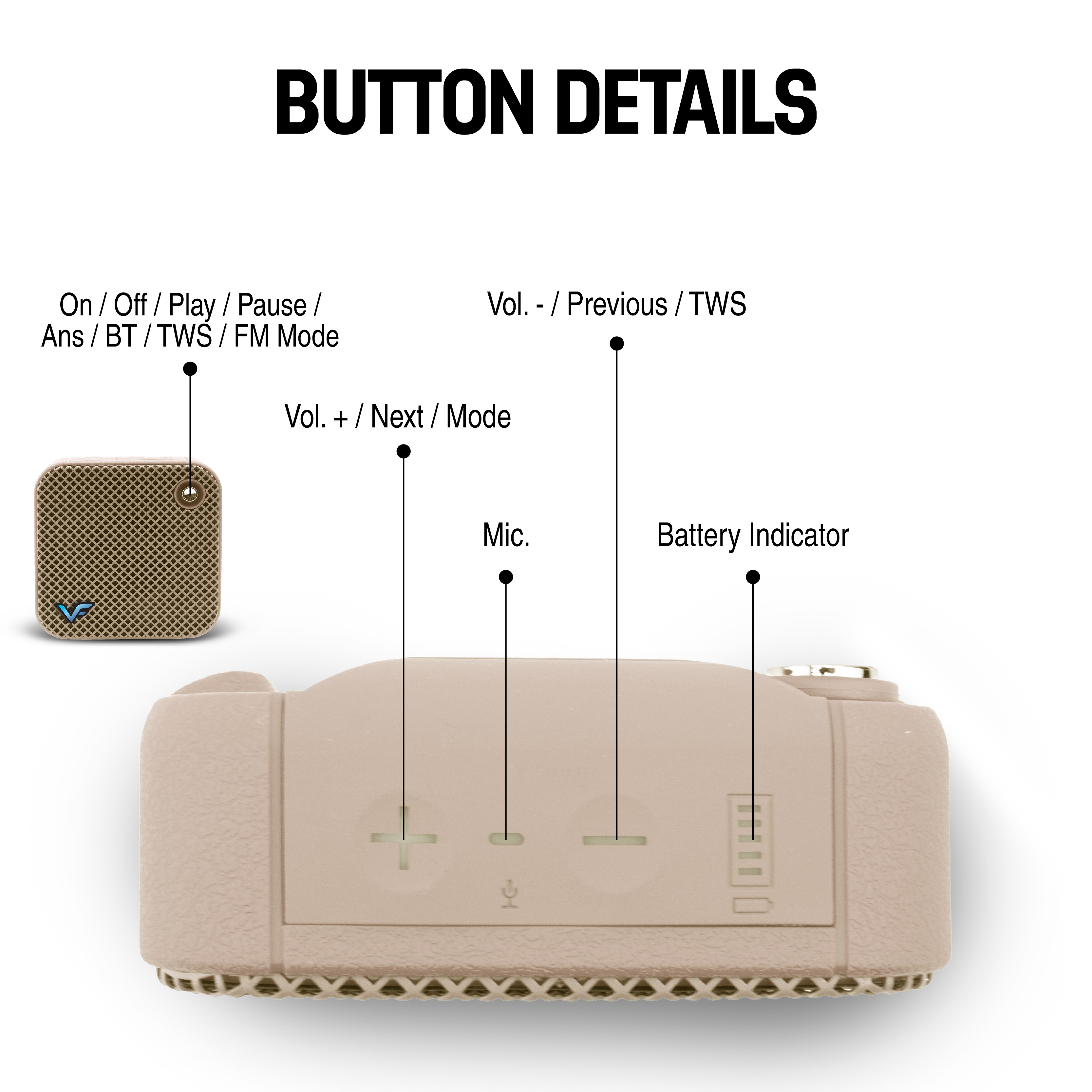 Vinnfier Tango Neo 10 Bluetooth Portable Speaker, IPX67 Dustproof ...