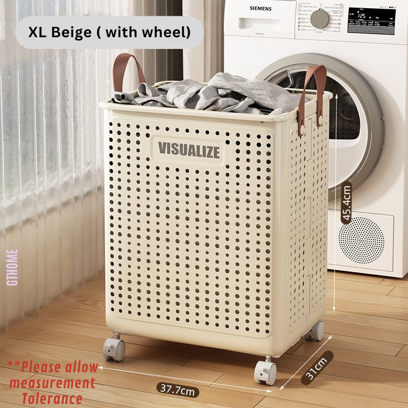 Foldable laundry basket with wheel toy doll cloth book multifunction ...
