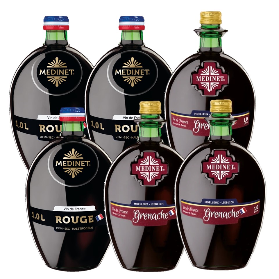 SHOP24 MEDINET ROUGE & GRENACHE 1 Litre Red Wine from France(3 Bottles ...