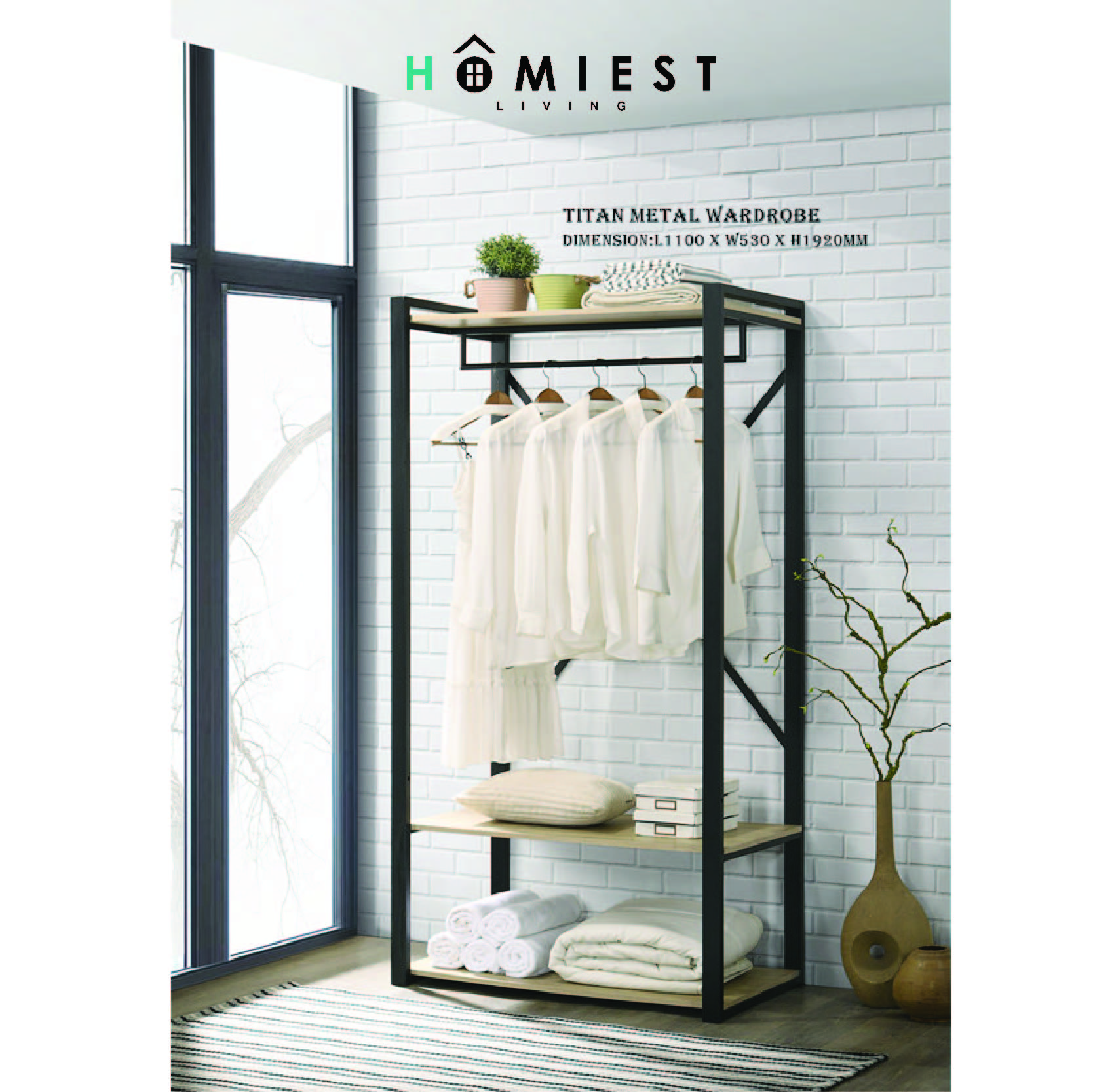 [Homiest] Nikki Series Cloth Rack / Open Concept / Powder Coat Metal ...