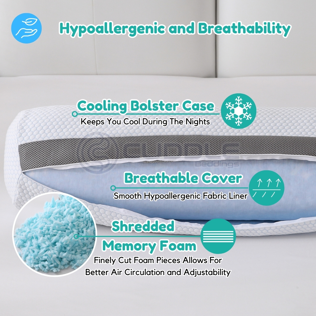 Cuddle™ Cloud XL Bolster/ Extra Long Bolster/ Shredded Memory Foam ...