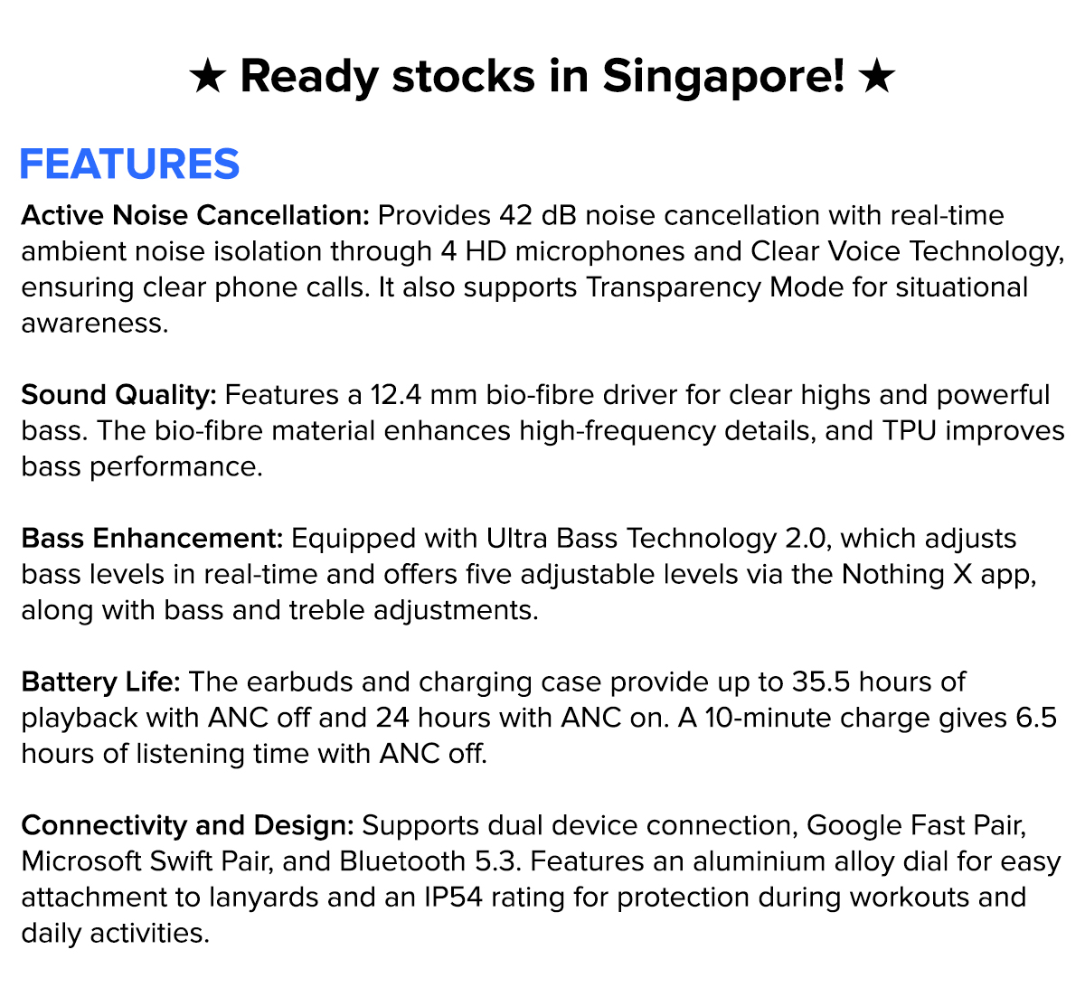 (SG) CMF BY NOTHING Buds B168 Wireless Earbuds,42dB Active Noise ...