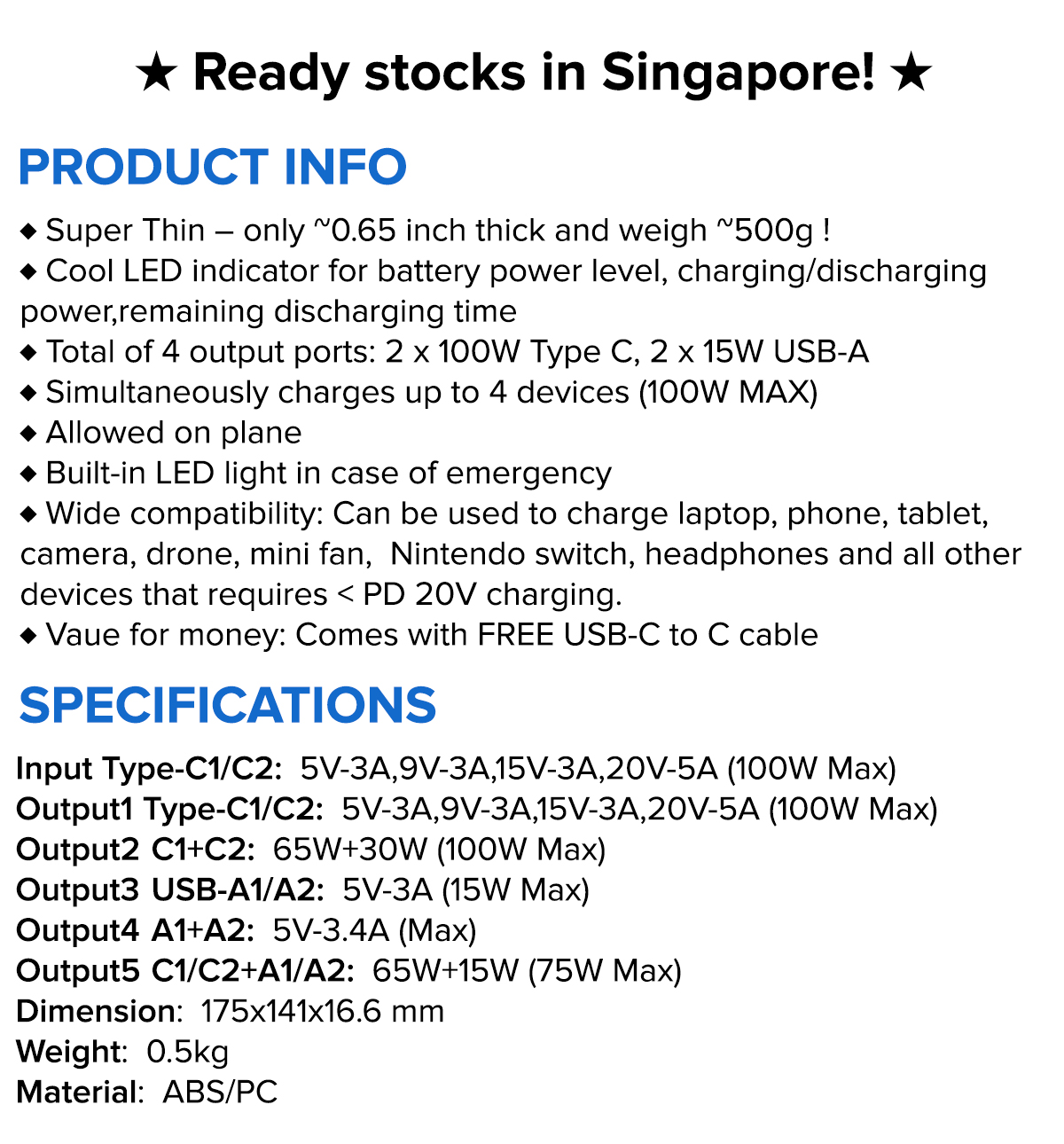 (SG) ALON AIR BOOST 20000mAh PD 100W Laptop Powerbank (Black) – Ultra ...