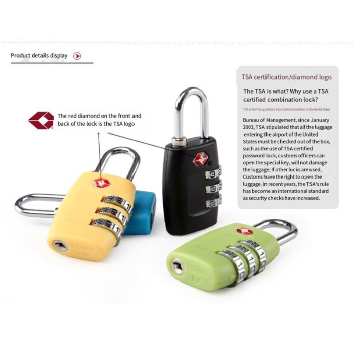 [SG Stock] TSA Approved Luggage Lock Dial Cable Padlock Travel Suitcase ...