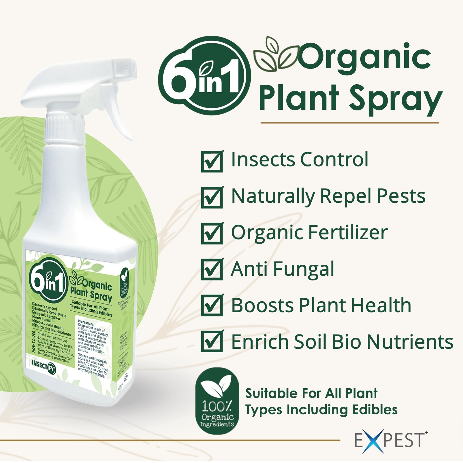6 in 1 Organic Plant Spray I Insects Control I Plant Health Booster I ...
