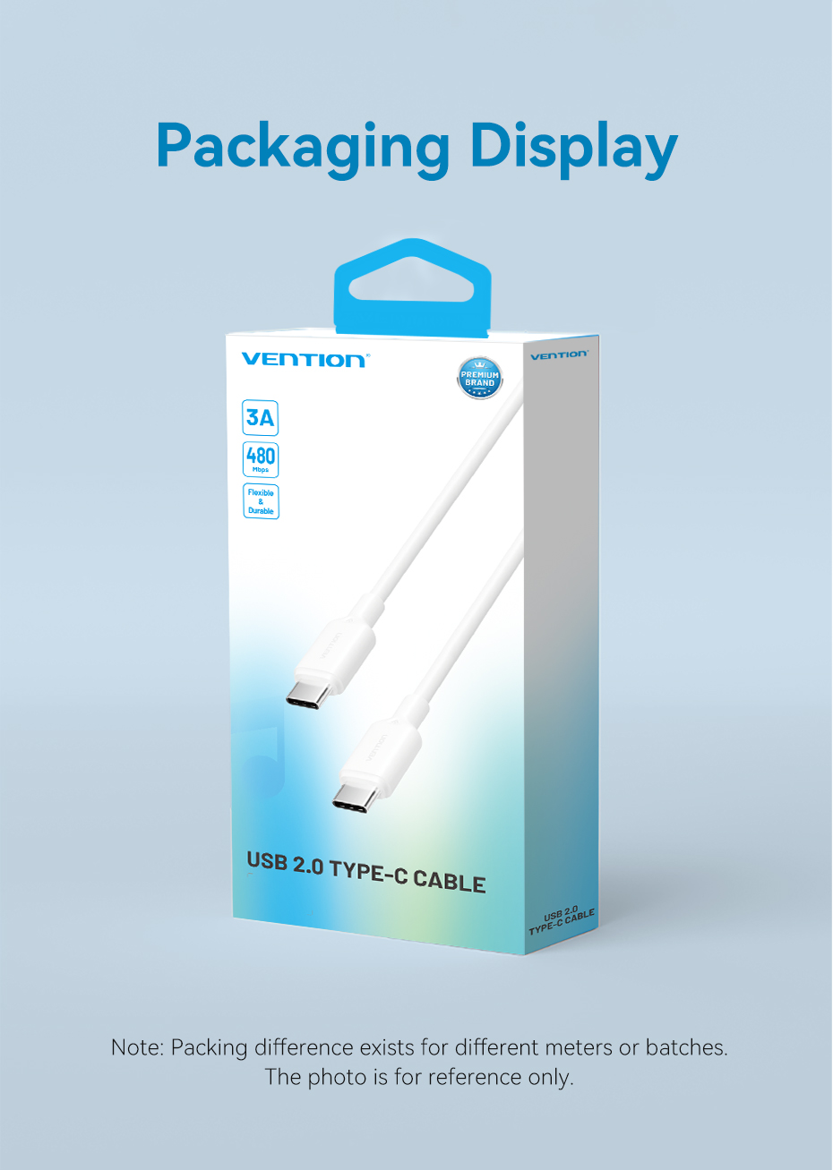 Vention USB 2.0 Type-C Cable 3A Fast Charging Data PVC Type Type-C Male ...