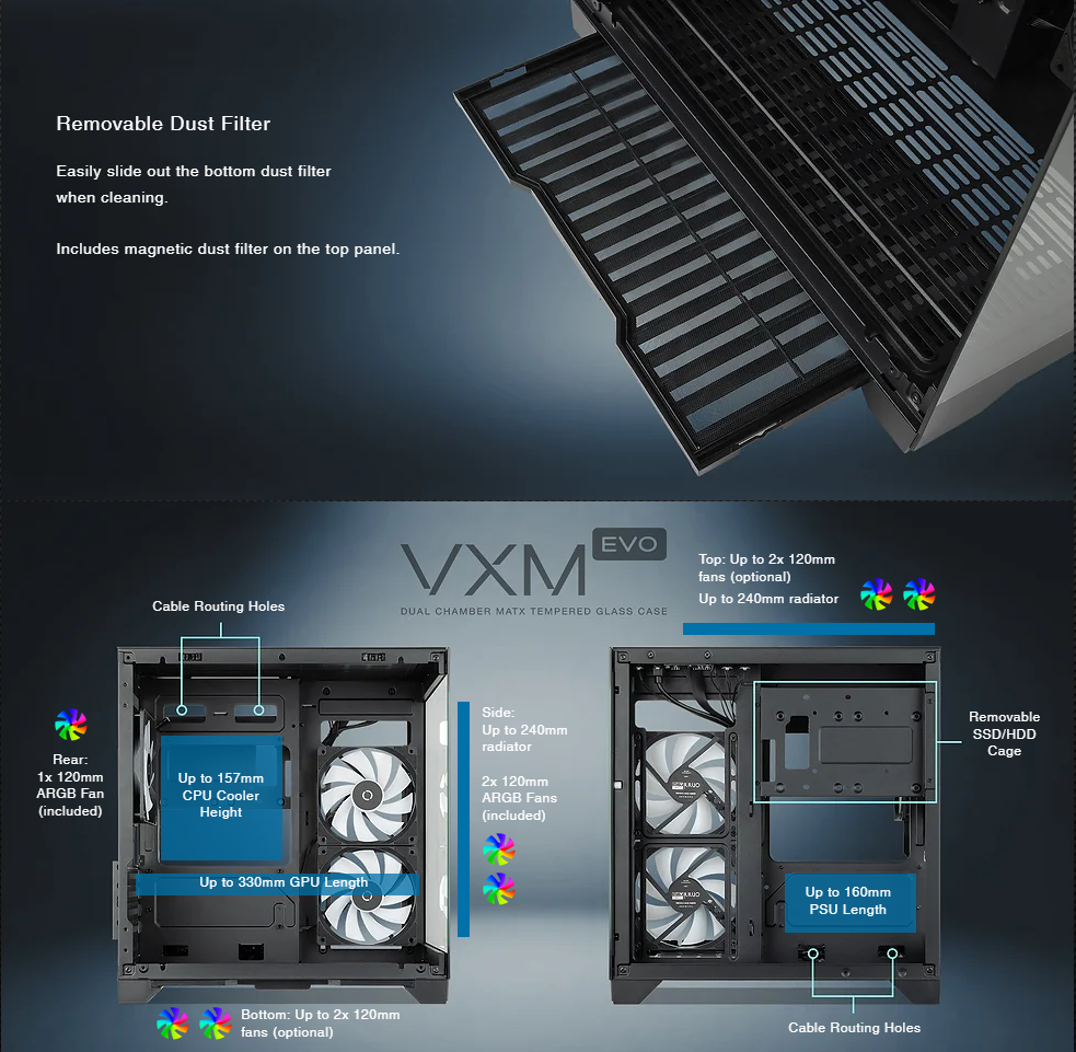 TECWARE VXM EVO BLACK DUAL CHAMBER GLASS MATX TG CASE | Shopee Singapore