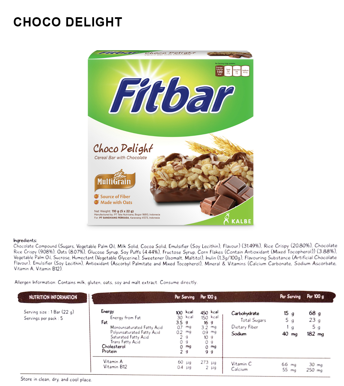FITBAR Healthy Snack Low Calorie Multigrain Cereal bar Fibre Source ...