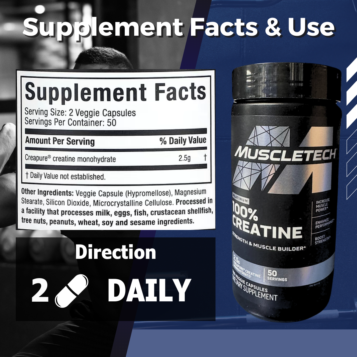 MuscleTech, Platinum 100% Creatine, Veggie Capsules, Strength & Muscle ...