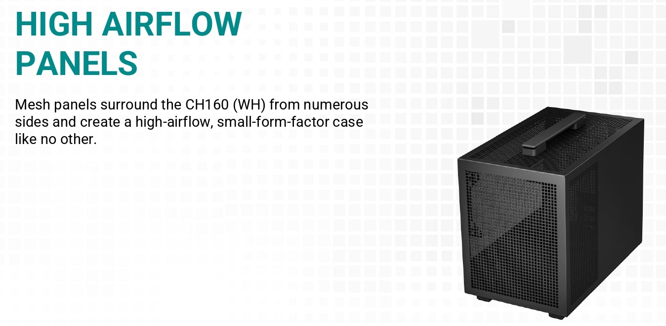 DEEPCOOL CH160 Ultra-Portable Tempered Glass Mini-ITX Case, Black ...