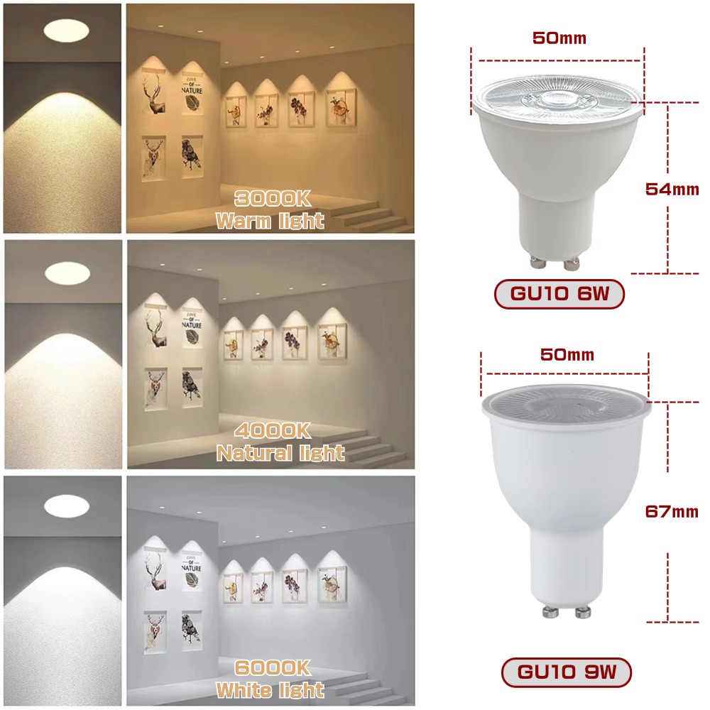 GU10 Bulb Tri-Tone Spotlight Track Light Bulb Light led 6W 9W Spotlight ...