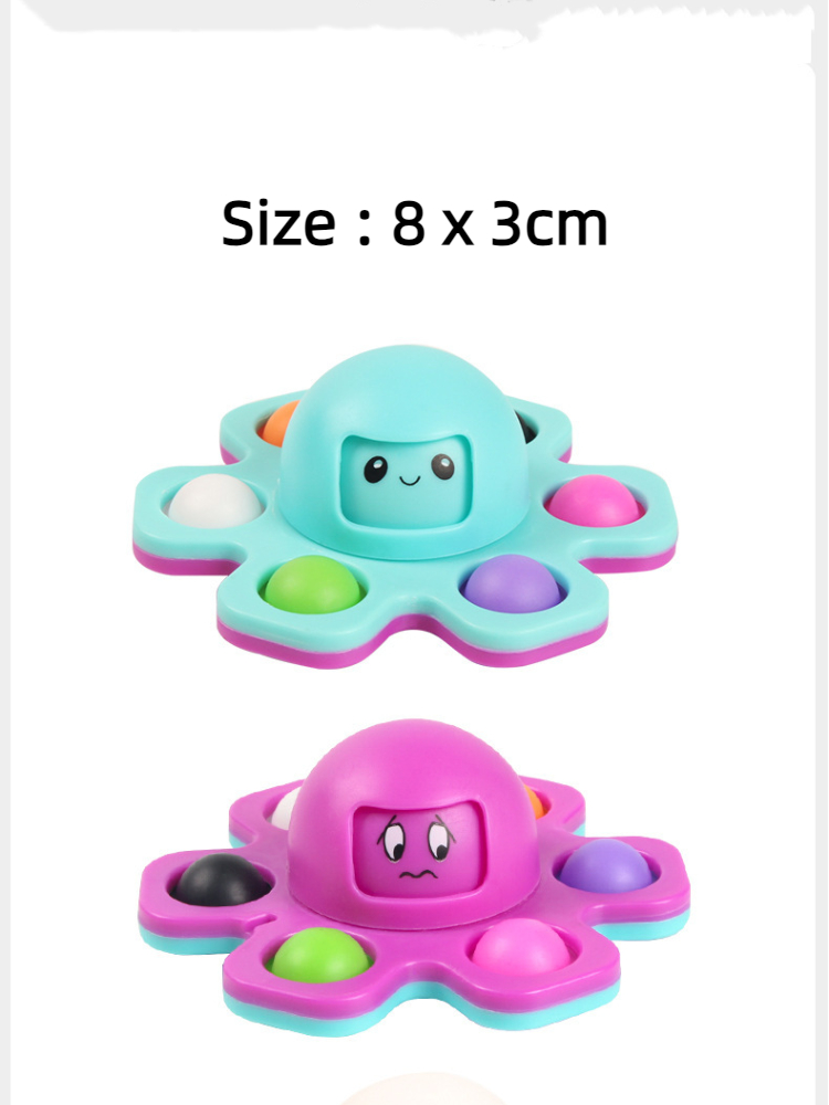 3in1 Finger Spinner Toys Gyro Push Bubble Pop Change Face For Children ...