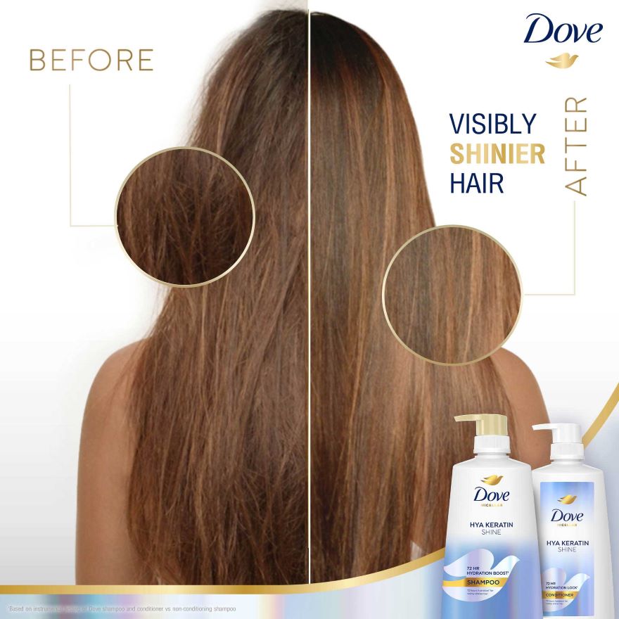 DOVE Micellar Hya Keratin Shine With Hyaluron + Keratin Conditioner ...