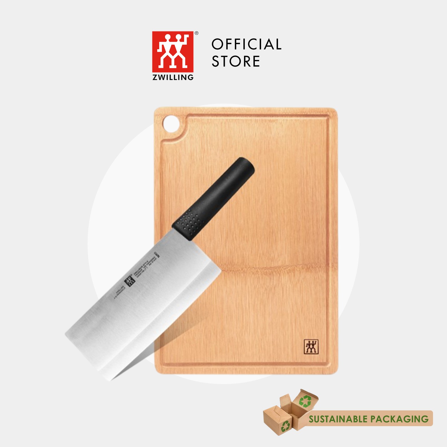 ZWILLING Feel 2 Pcs Chinese Chef's Knife & Bamboo Chopping Board Set ...