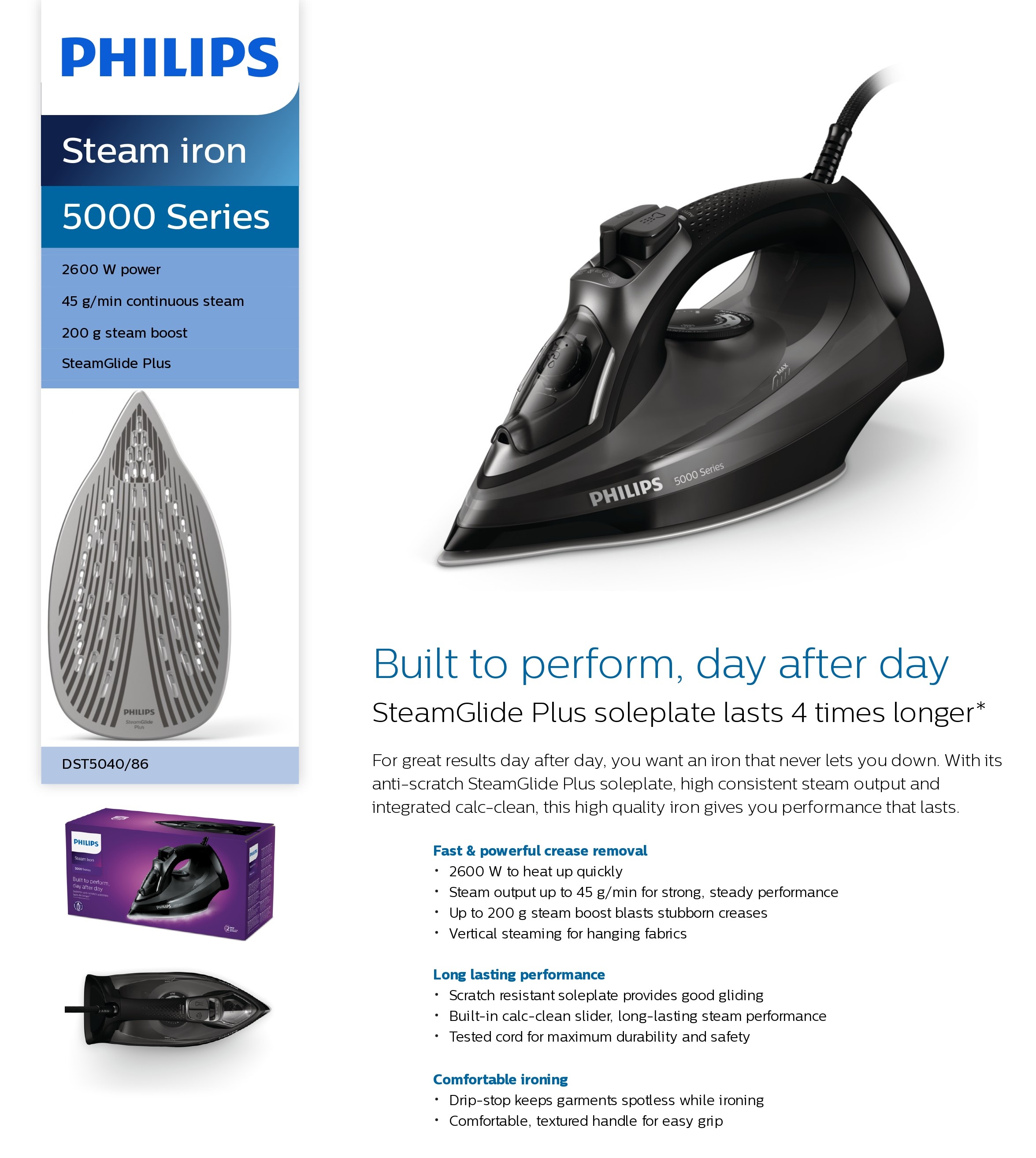 Philips DST5040/86 Steam Iron - Black | Shopee Singapore