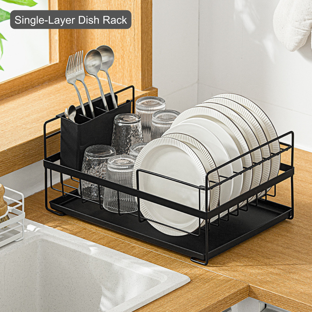 💧 Minimalist Dish Drainer Rack with Tray & Cutlery Holder | Rak Pinggan ...
