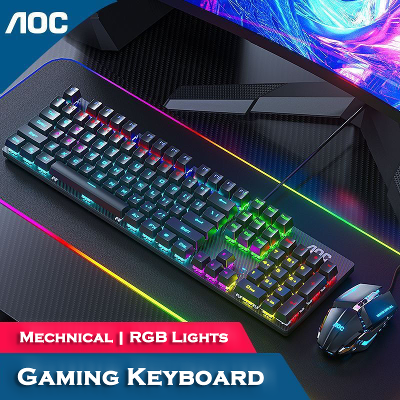 AOC RGB Mechanical Gaming Keyboard | Custom LED Backlit Keys | Wired ...