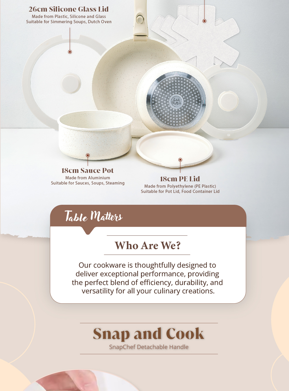 Table Matters -SnapChef Cookware Set with Detachable Handles [Frying ...