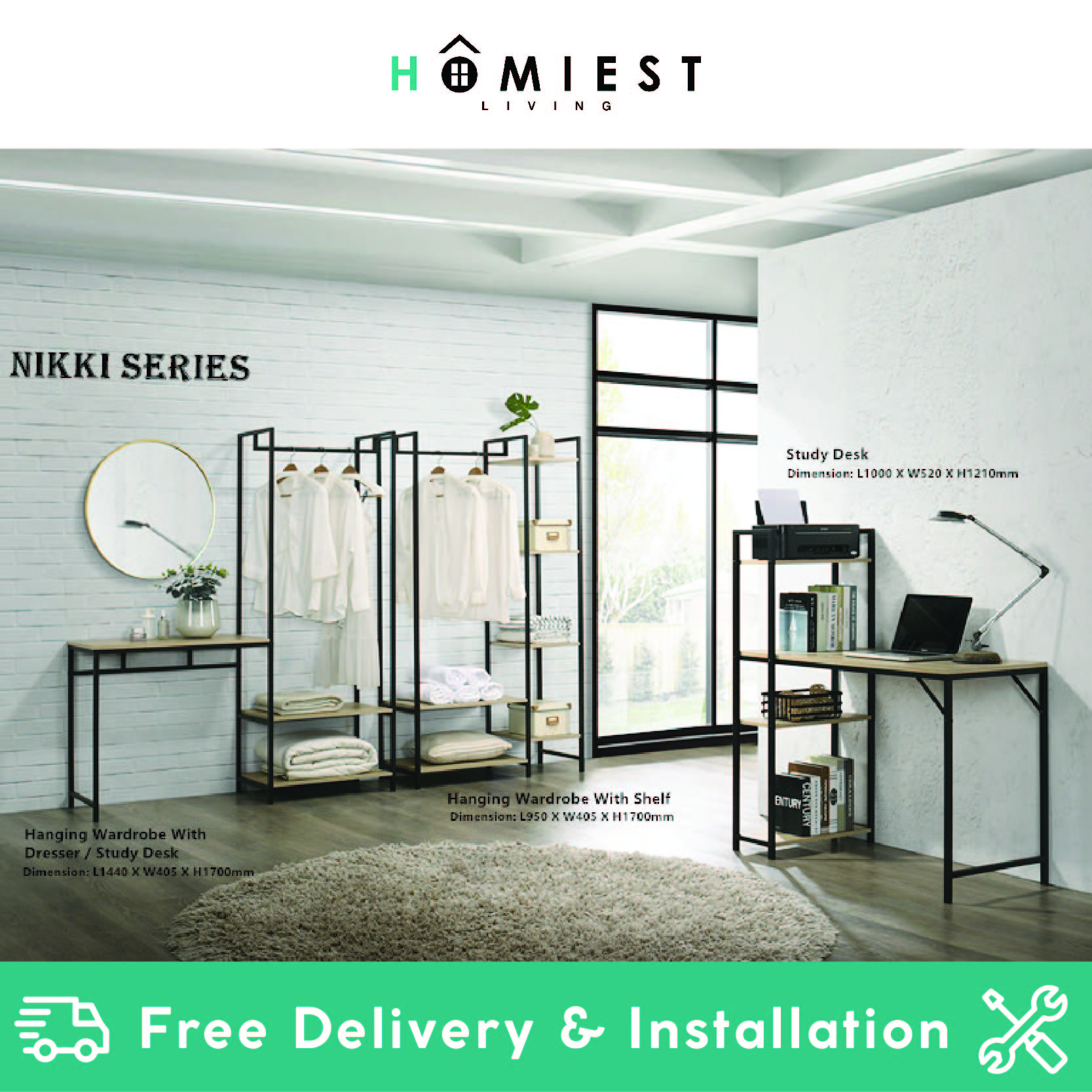 [Homiest] Nikki Series Cloth Rack / Open Concept / Powder Coat Metal ...