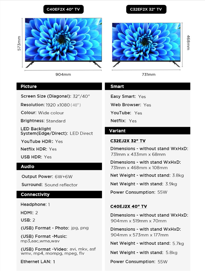 SHARP 32/43/50/55/65" FHD / 4K UHD Smart TV | Netflix, Youtube, Prime ...