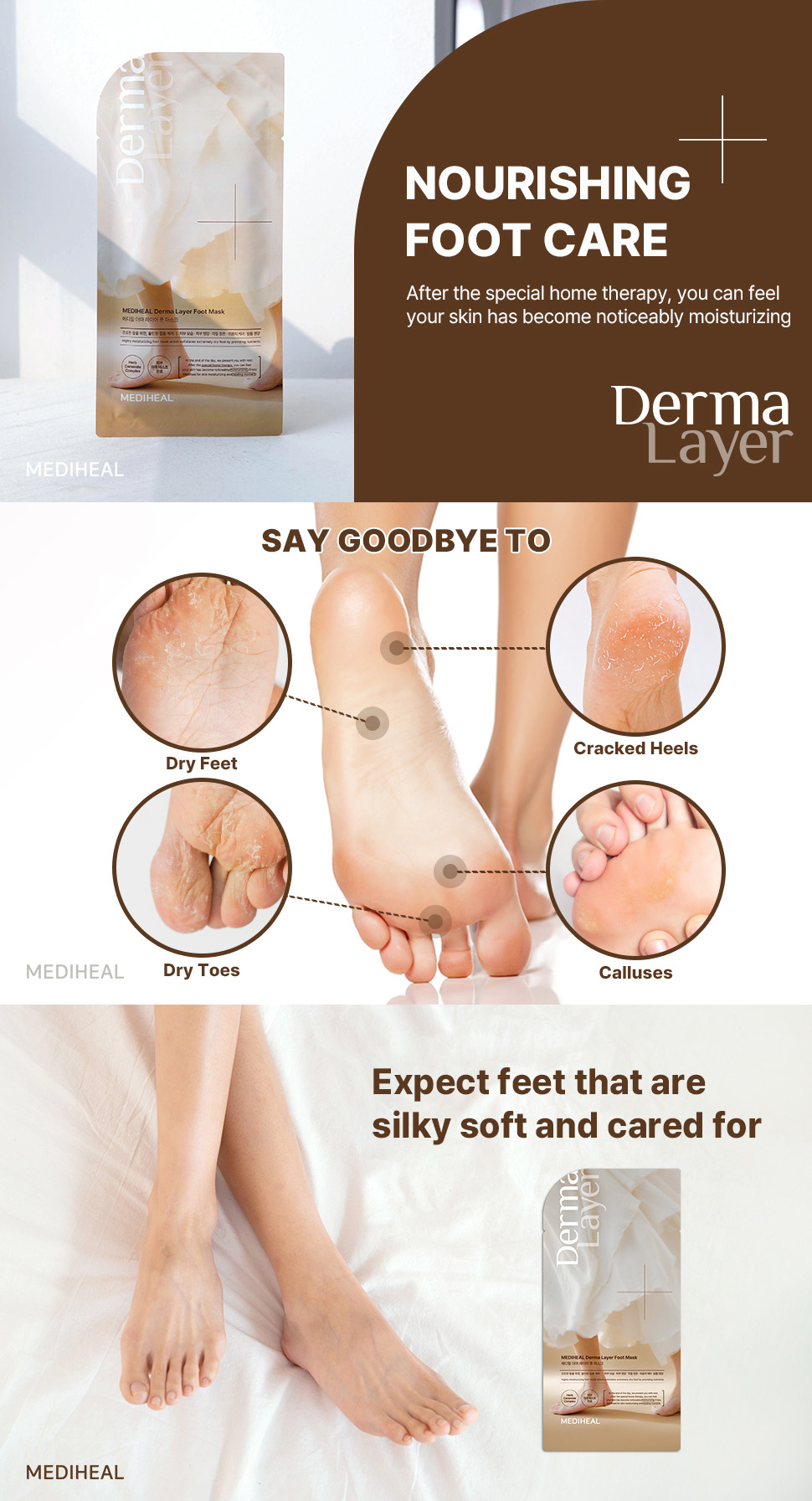 MEDIHEAL Derma Layer Foot Mask Sheet (Box/Pack) for Dry Feet,Cracked ...