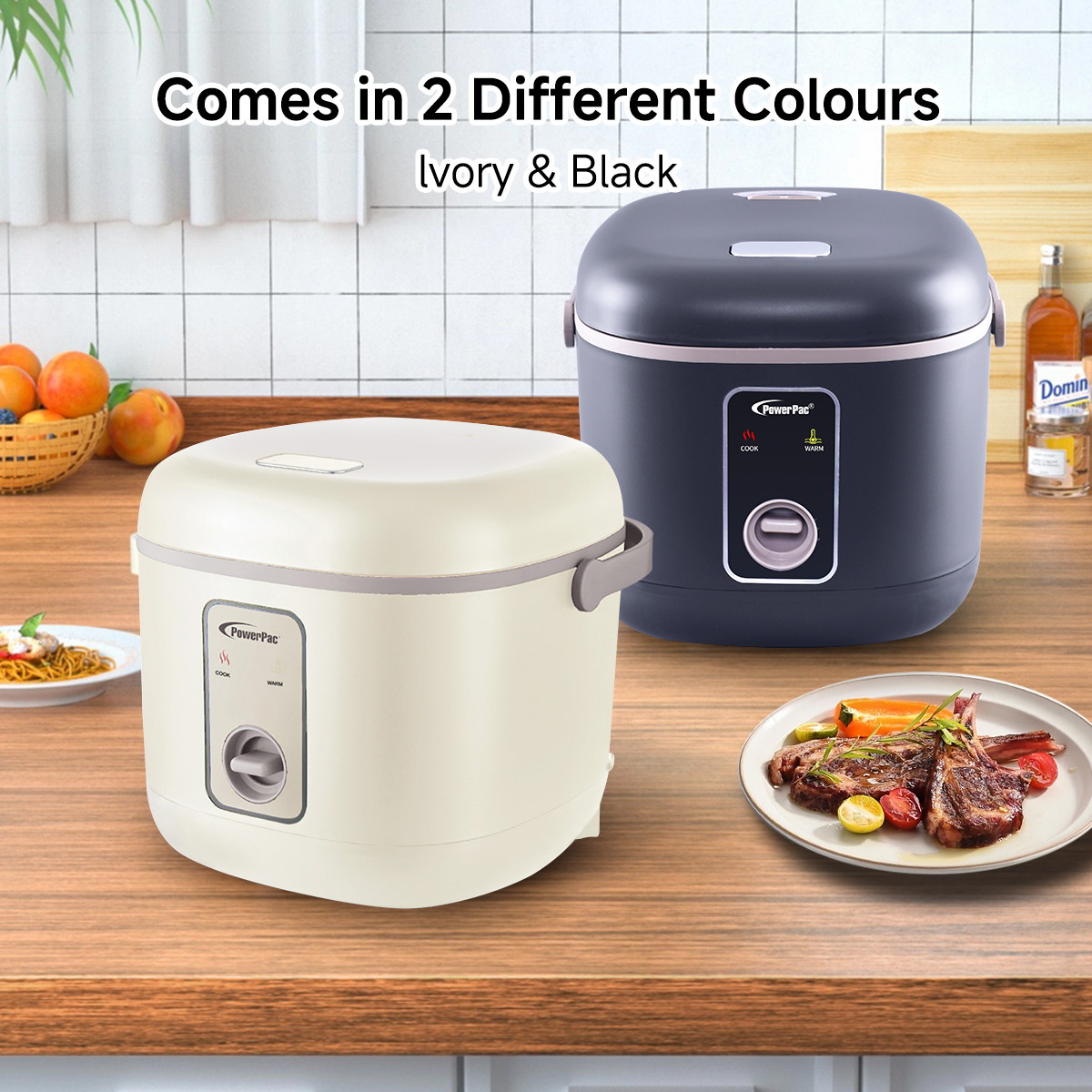PowerPac Rice Cooker 0.8L with Steamer & non-stick Inner Pot (PPRC610 ...