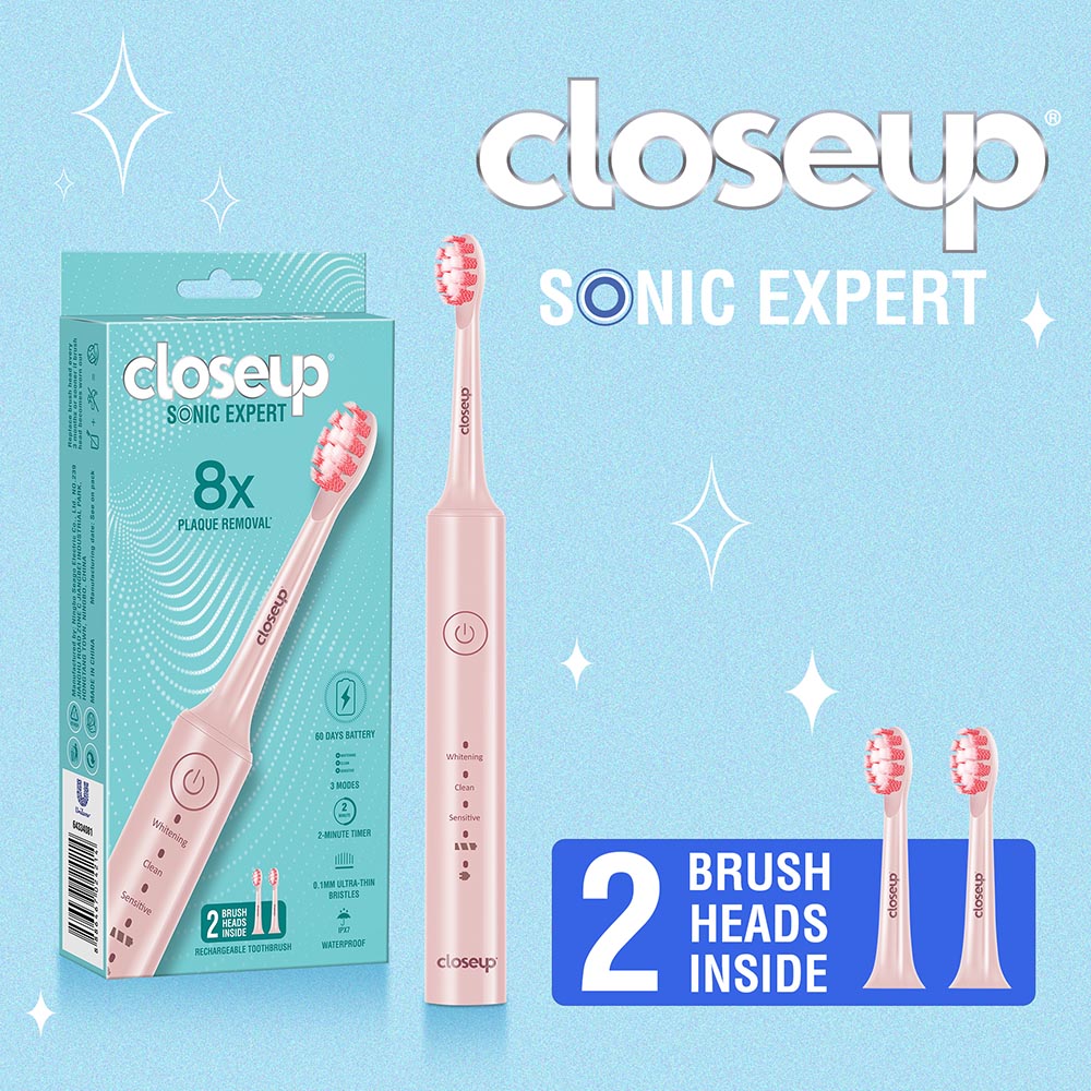 Close Up Sonic Expert Electric Toothbrush (Pink) x Simple Kind to Skin ...