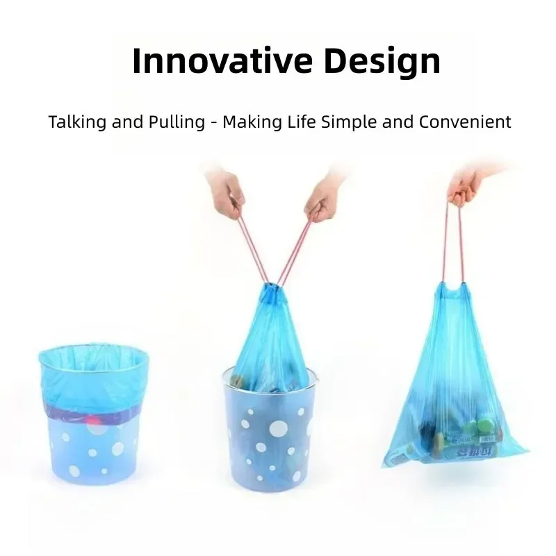 Drawstring garbage bag 75Pcs household portable kitchen garbage bag ...