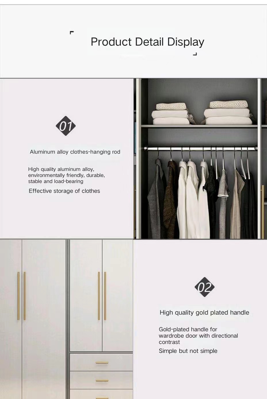 L Shape Wardrobe Modular Wardrobe White w Grey Wardrobe Dressing ...