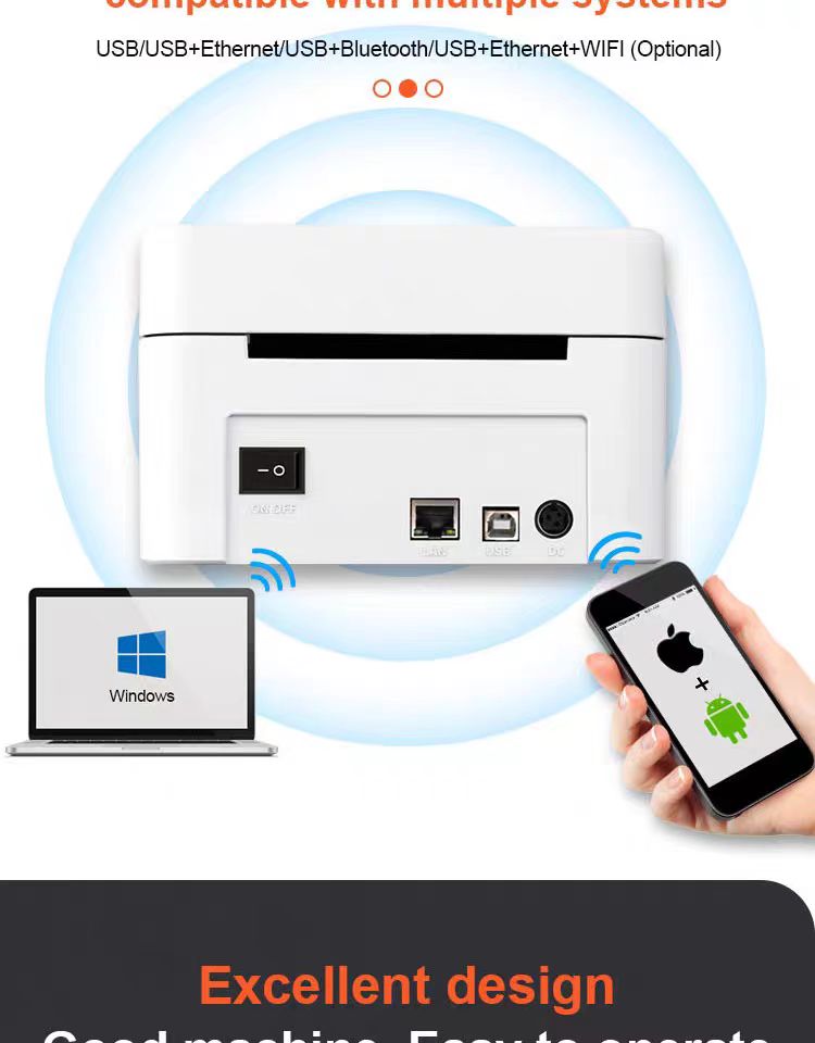 USB & Bluetooth Thermal Printer for Waybill Address Marking Barcode ...
