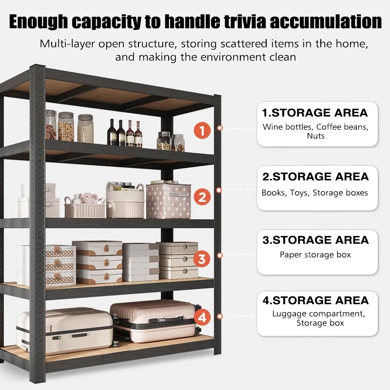 Metal Rack Boltless Shelf Adjustable Rack Home kitchen Storage Multi ...