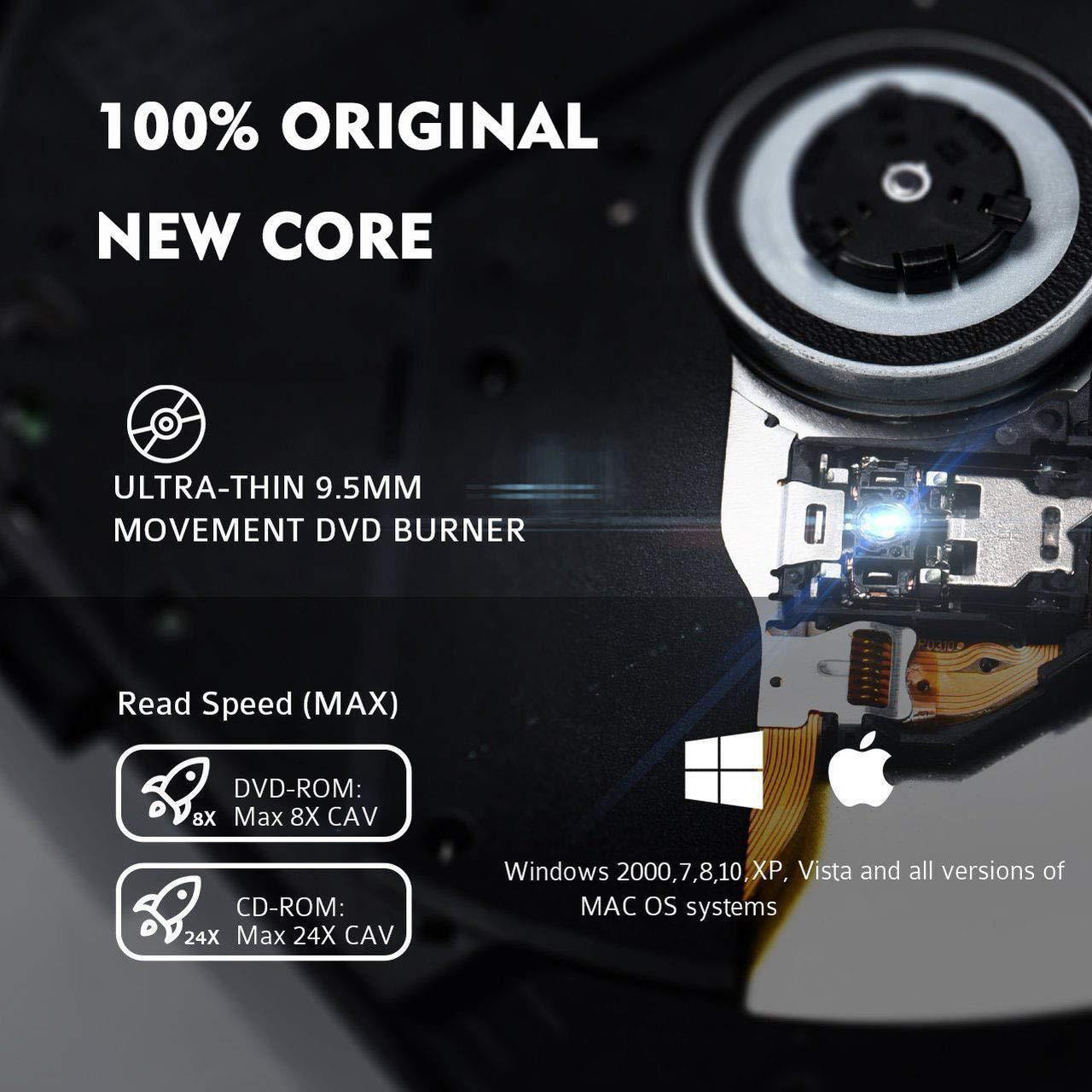 Portable External DVD/CD RW Drive Burner Writer (USB 3.0 and Type C ...