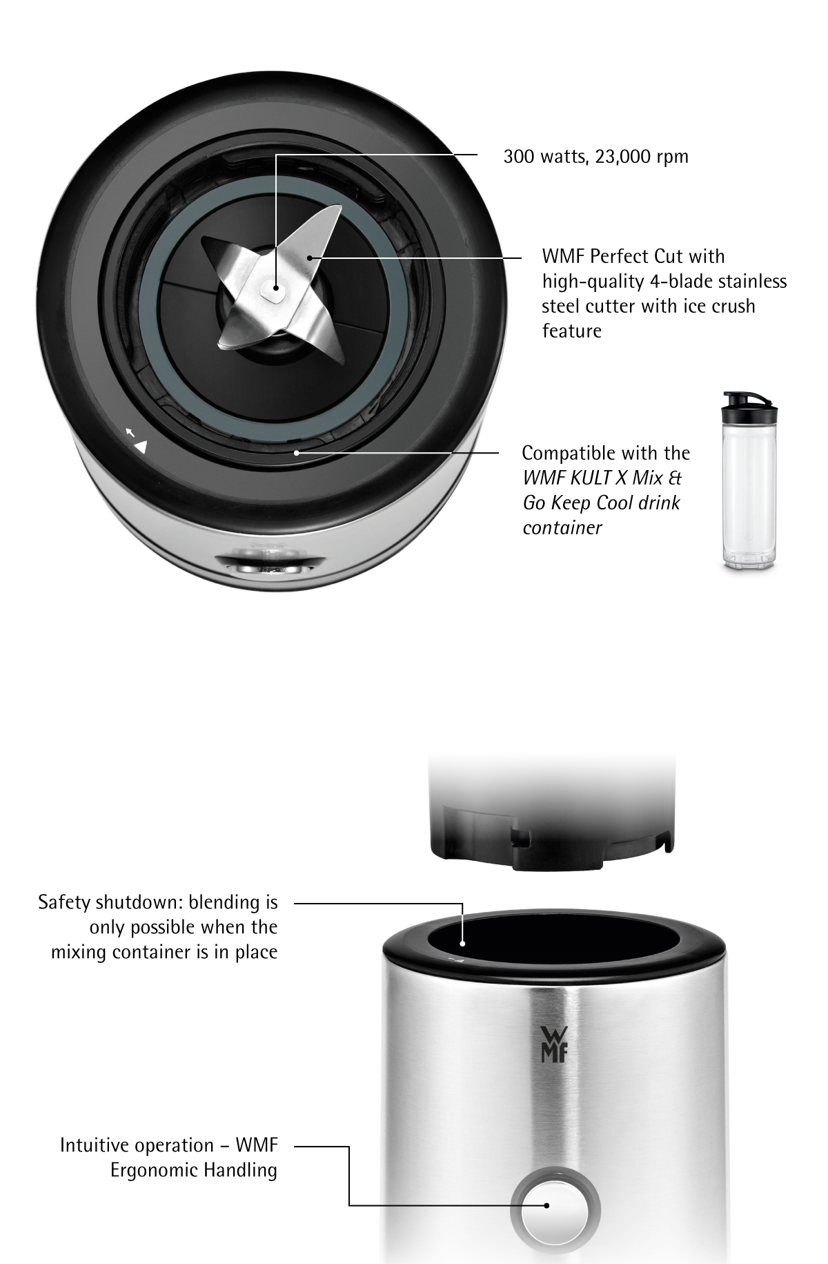 WMF KITCHENminis Smoothie-To-Go Silver 300W 0.6Liters Tritan | Shopee ...