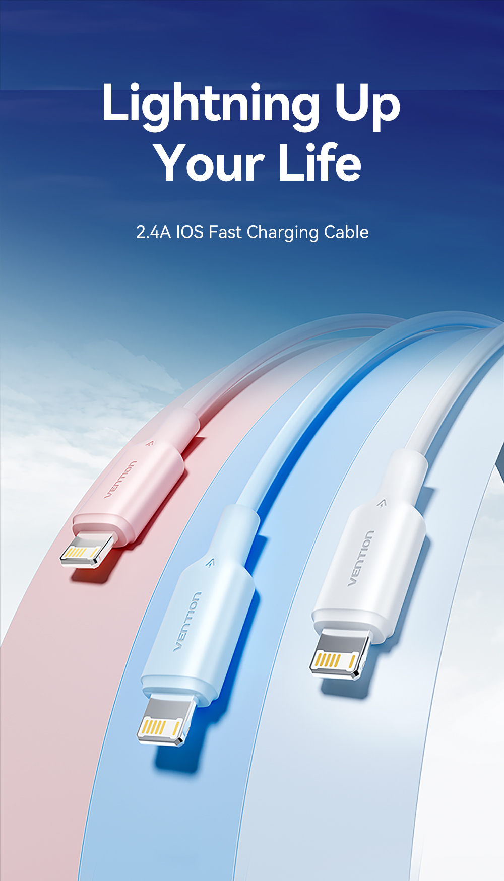 Vention USB A To IOS Cable For iPhone 14 13 12 11 Pro Max 2.4A Fast ...