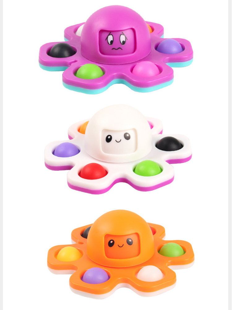 3in1 Finger Spinner Toys Gyro Push Bubble Pop Change Face For Children ...