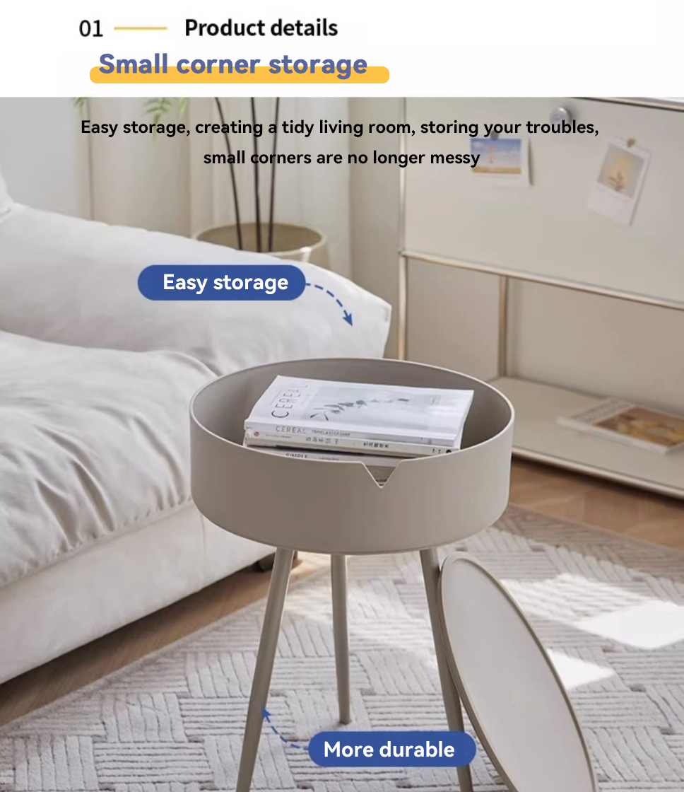 SG STOCK Nodic Side Table With Storage Basket Bedside Round Table Sofa ...