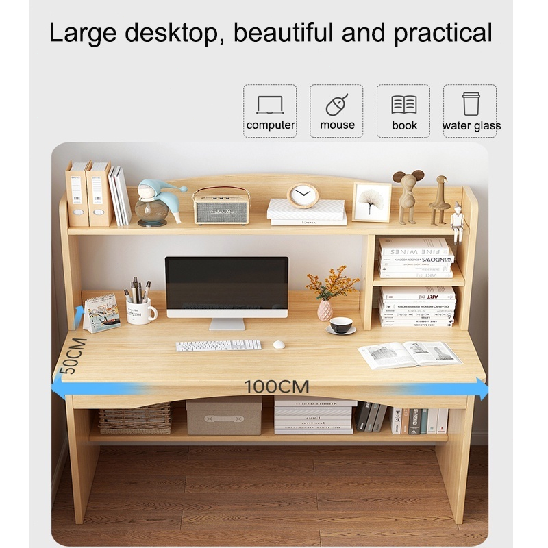 PM Study Table Desk Bookcase With Bookshelf Computer Table Desktop ...
