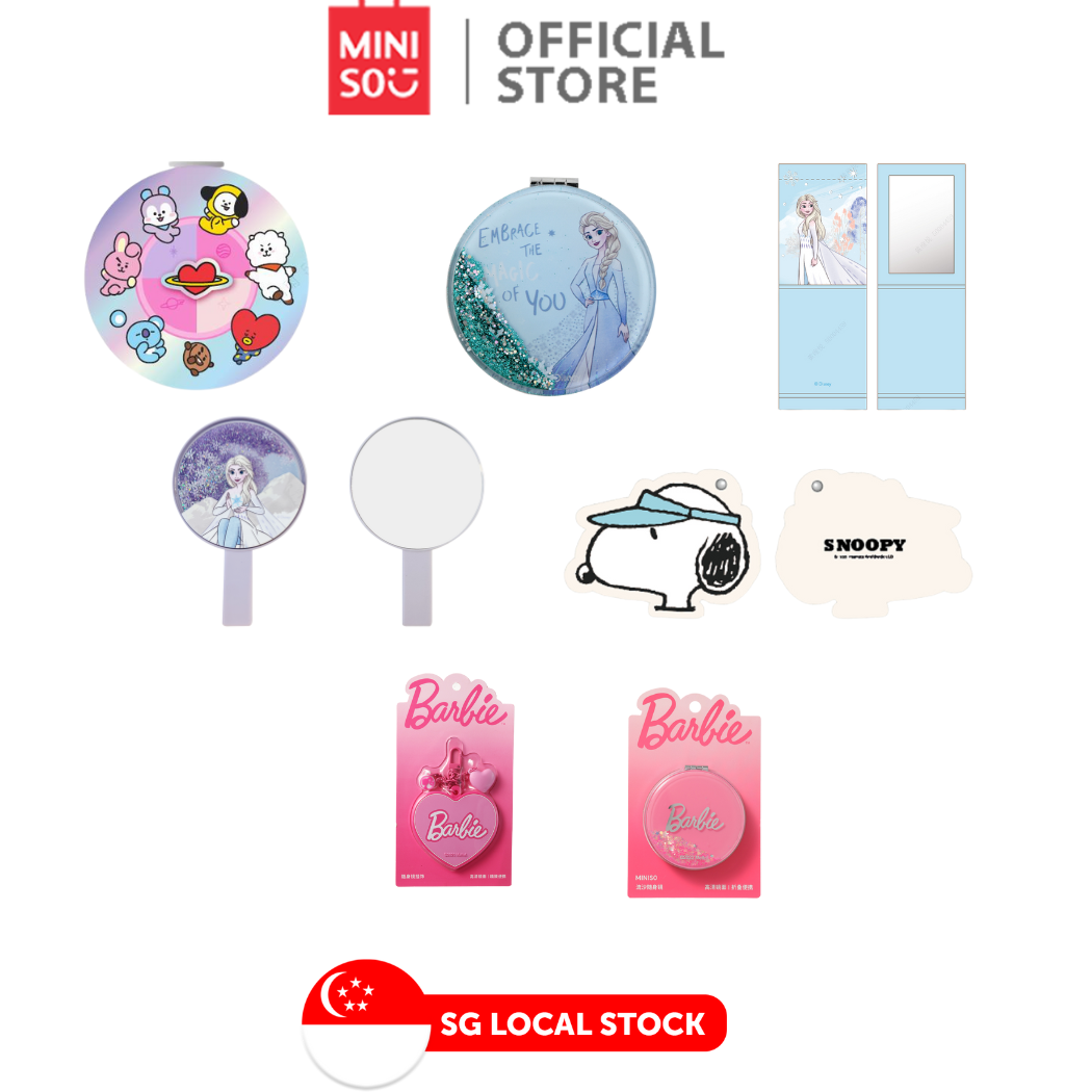 MINISO Cute Mirror Collection/BT-21/Barbie(Dual-Sided/With Brush/Heart ...