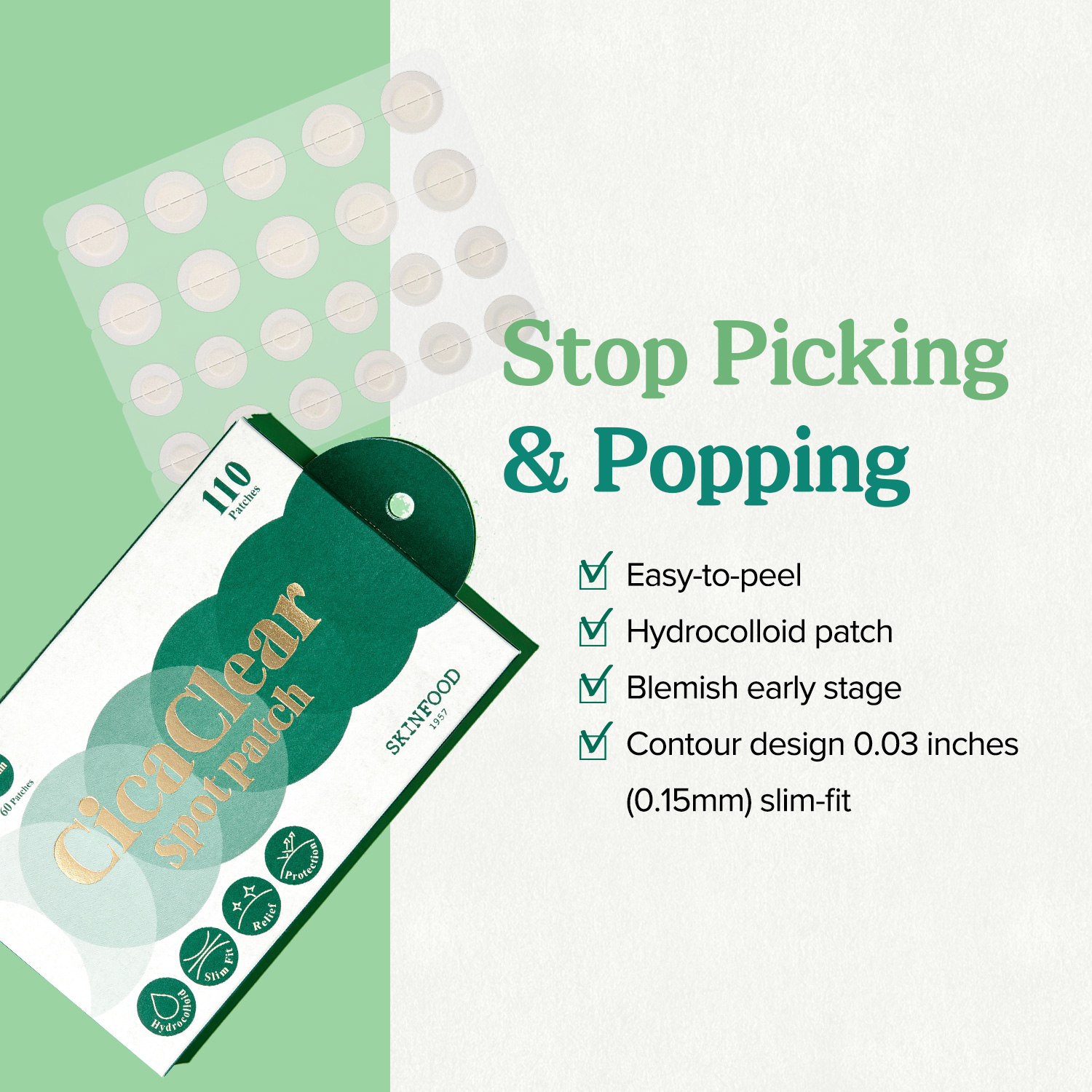 [SKINFOOD Official] Cica Clear Acne Spot Patch (22 patches X 5ea ...