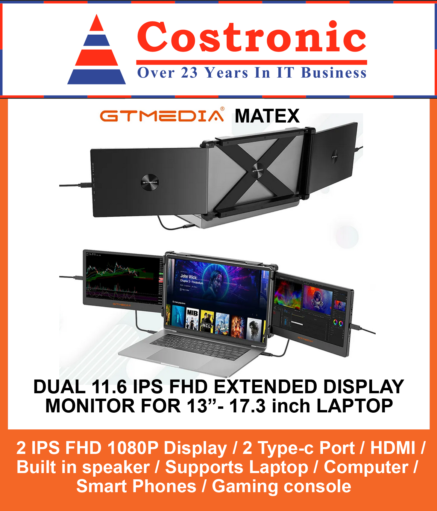 GTmedia Matex Portable Monitor 2 Extended Display 11.6" / 14" IPS Full ...