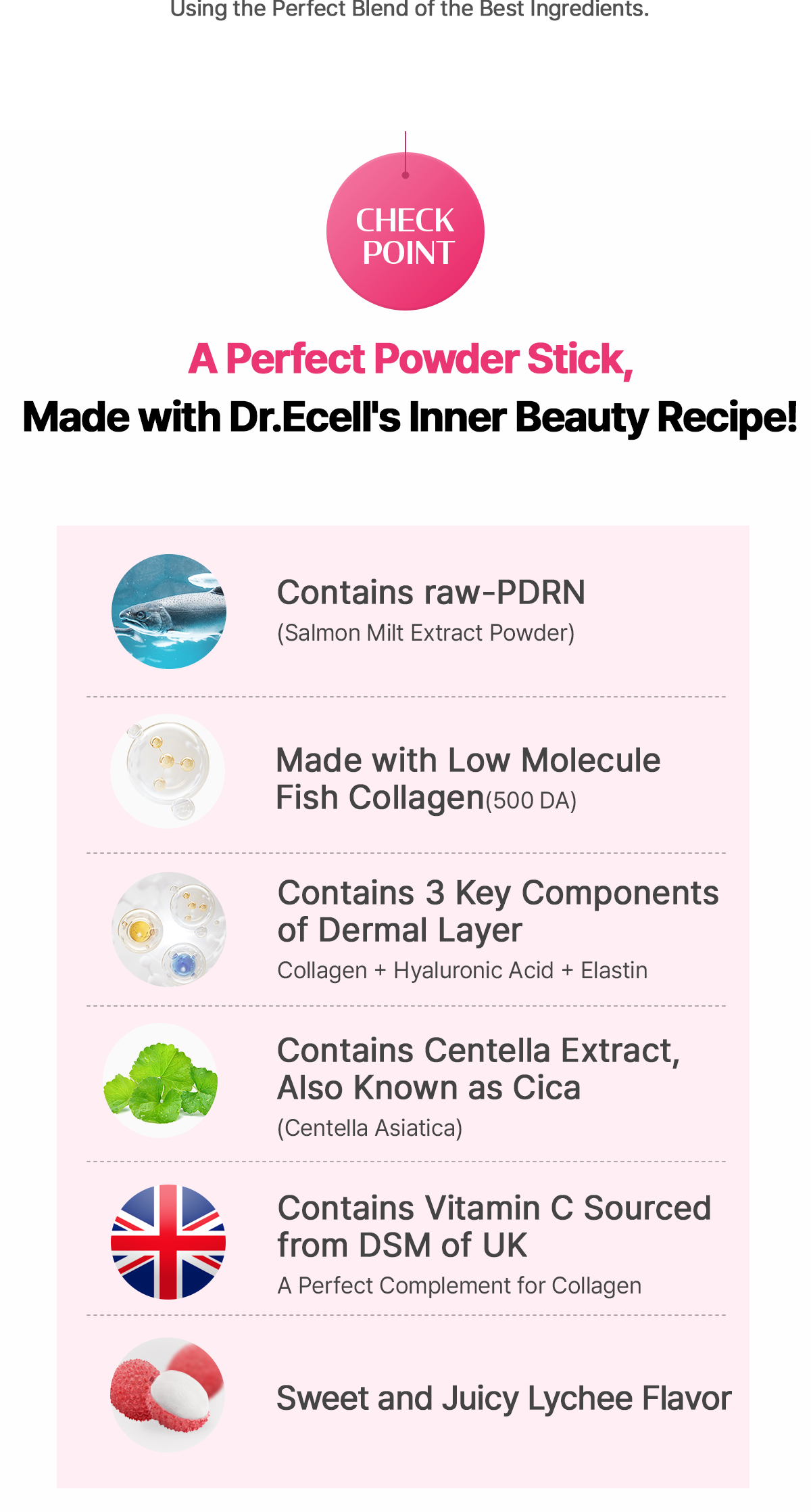 [Dr.Ecell] raw-PDRN Cica Collagen 2.5g x 30 Powder Sticks / Lychee ...