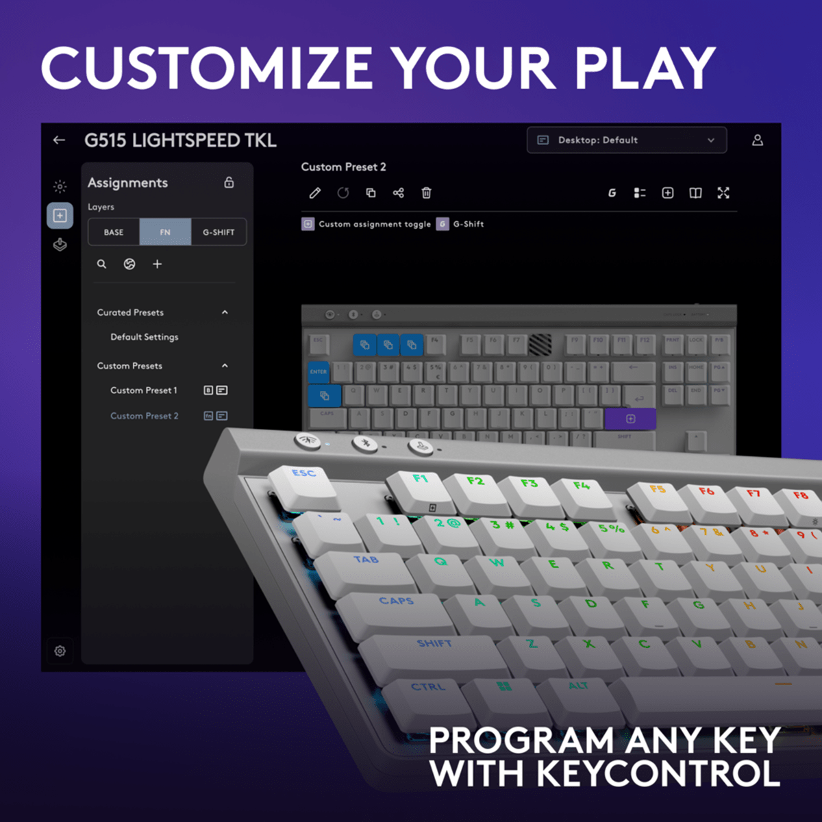 Logitech G515 LIGHTSPEED TKL Low Profile Wireless Gaming Keyboard ...