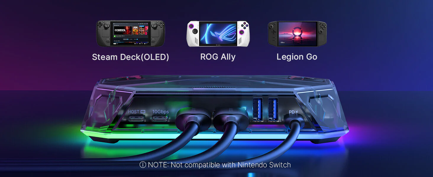 Official JSAUX RGB Docking Station - Compatible Dock to Valve Steam Deck OLED ASUS ROG ALLY X ...