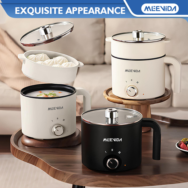 MEEVIDA Electric Cooking Pot 1.8L Mini Multi-function 2 Adjustable ...