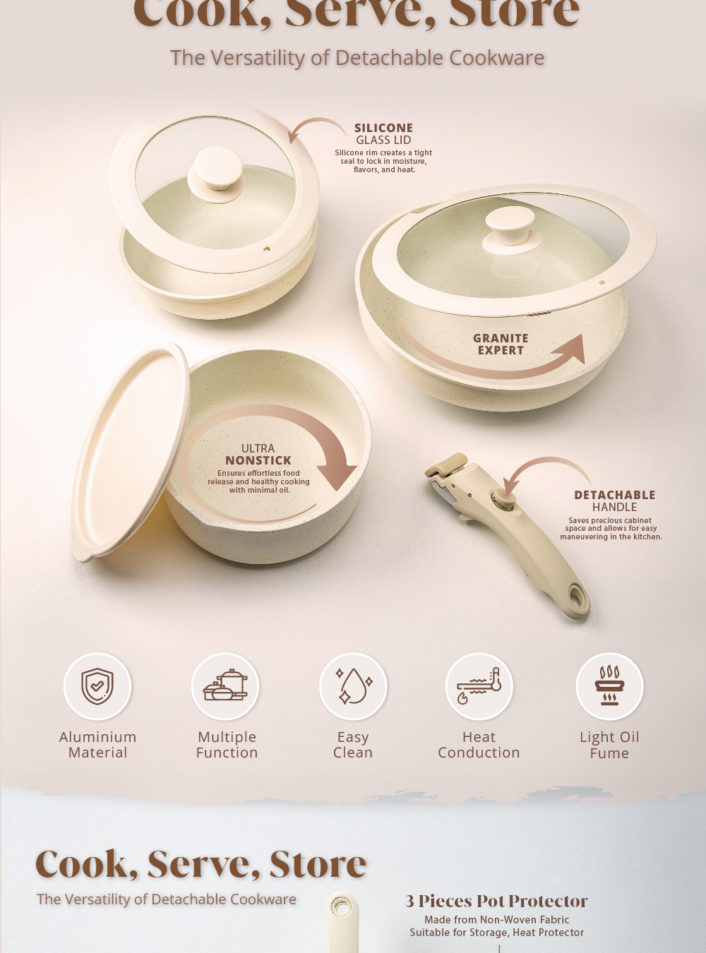 Table Matters -SnapChef Cookware Set with Detachable Handles [Frying ...