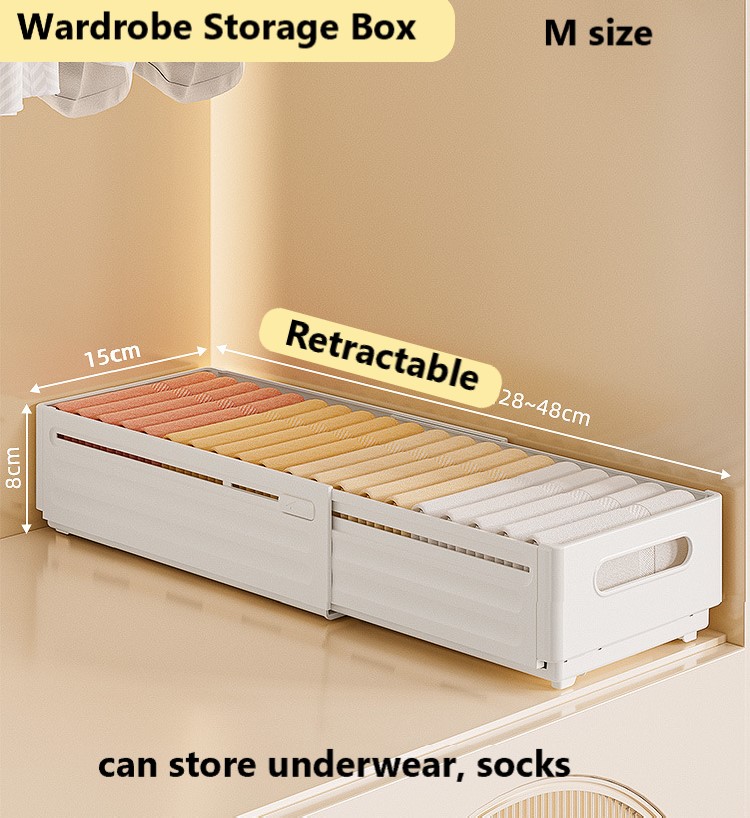 Retractable Wardrobe Organizer Wardrobe Storage Box for clothes bed ...