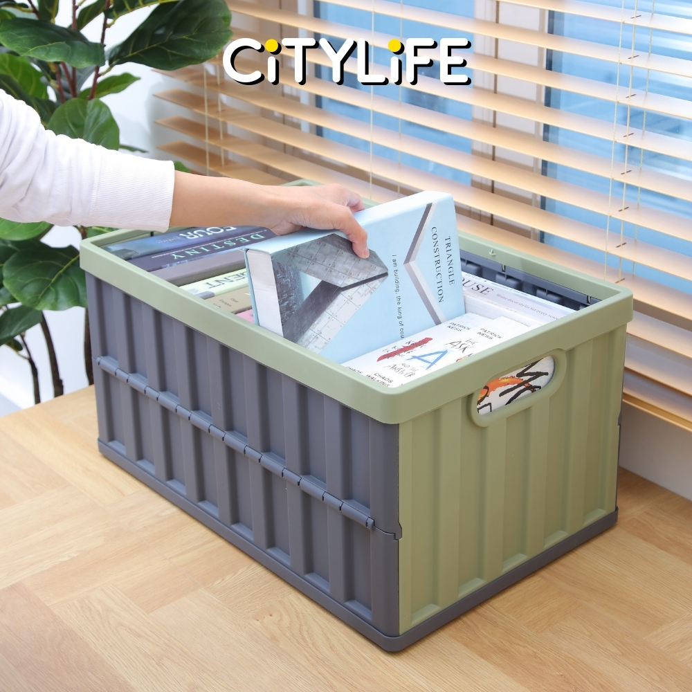 Citylife 64L Collapsible Storage Box Crate with Lid Folding Storage Box ...