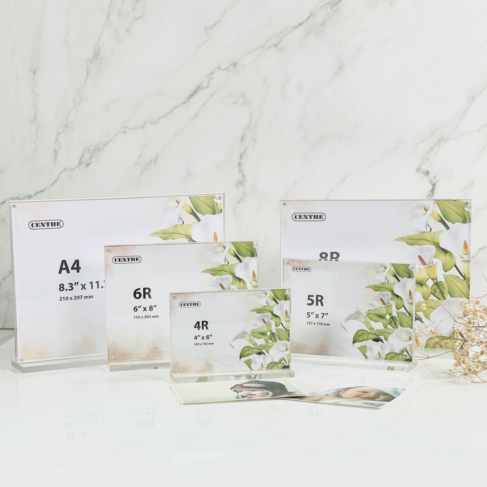 Centre Block T-Stand Acrylic Frames | Portrait and Landscape | 4R/5R/6R/8R/A4 | Shopee Singapore